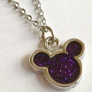 Disney | Jewelry | Silver Mickey Mouse Necklace Disney Purple 8 | Poshmark